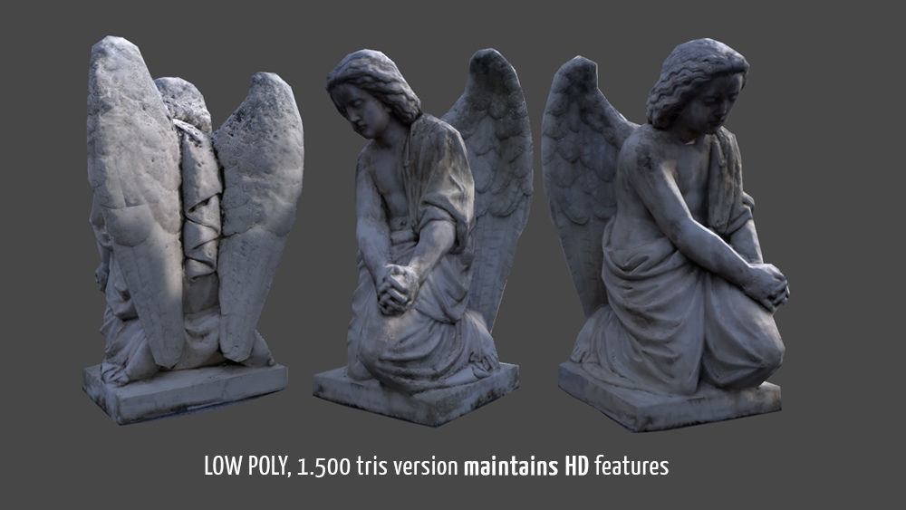 3D model Angel Statue Kneeling HD VR / AR / low-poly | CGTrader