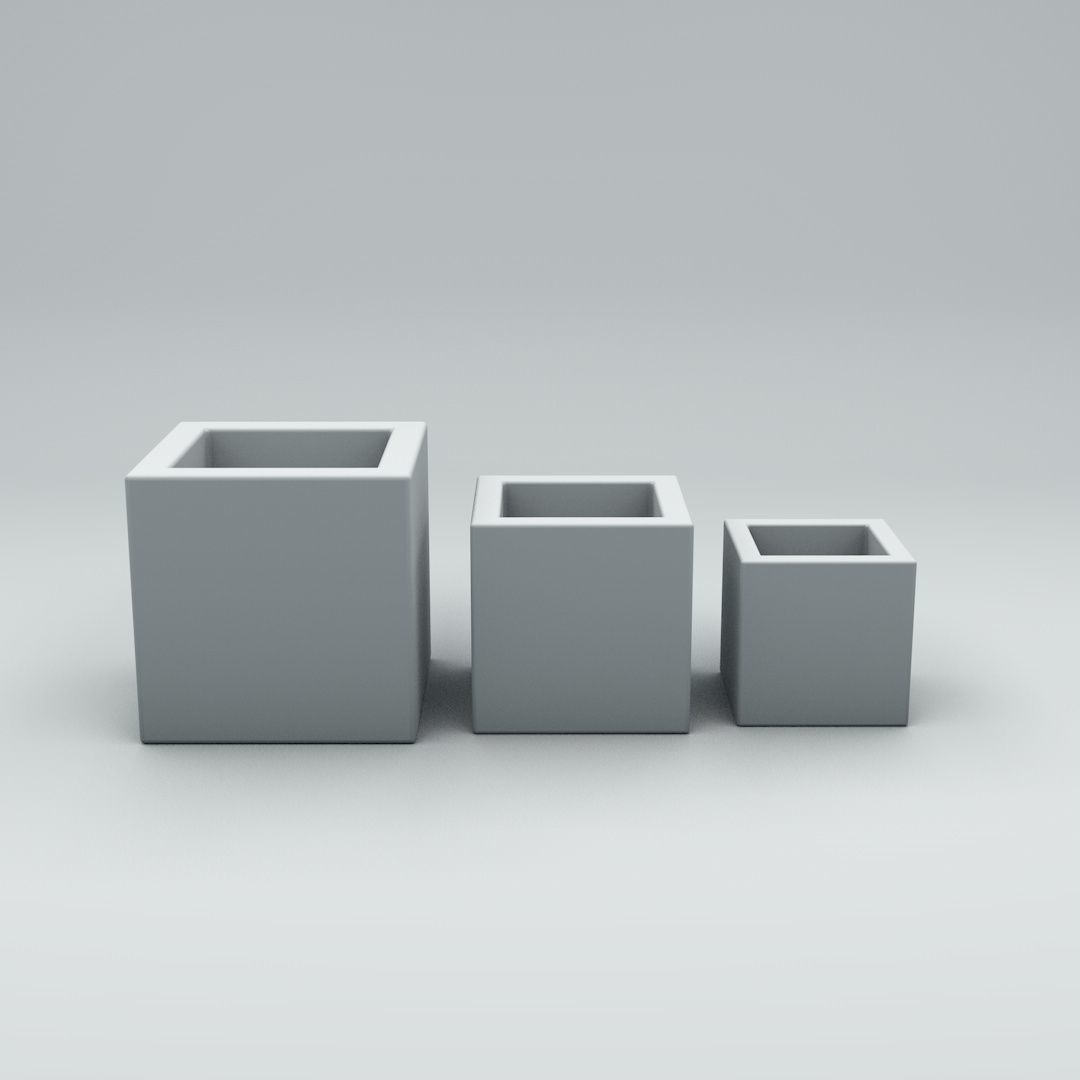 Concrete model set of three cubes 3D model | CGTrader