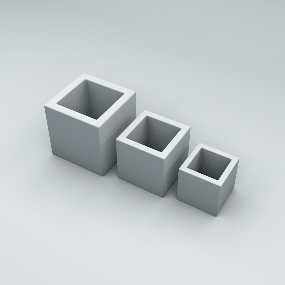 Concrete model set of three cubes 3D model | CGTrader