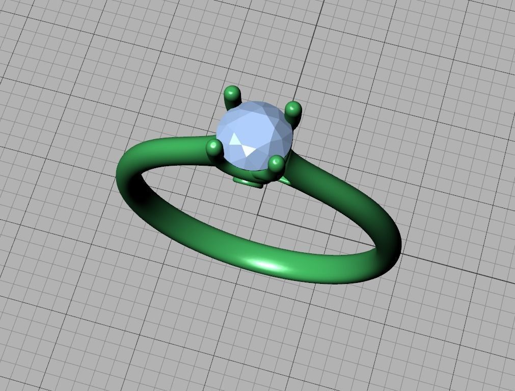 4 prong Engagement ring with Round stone Printable 3dmodel 3D model 3D ...