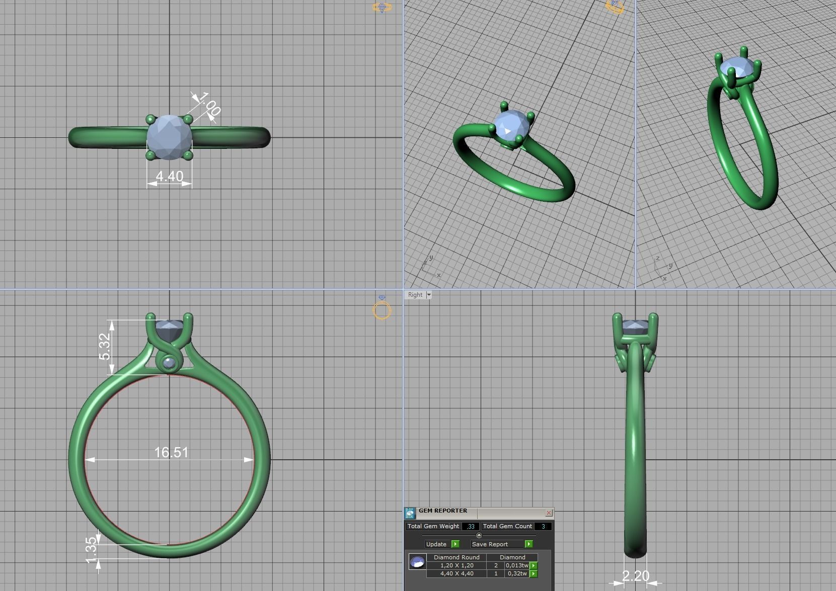 4 prong Engagement ring with Round stone Printable 3dmodel 3D model 3D ...