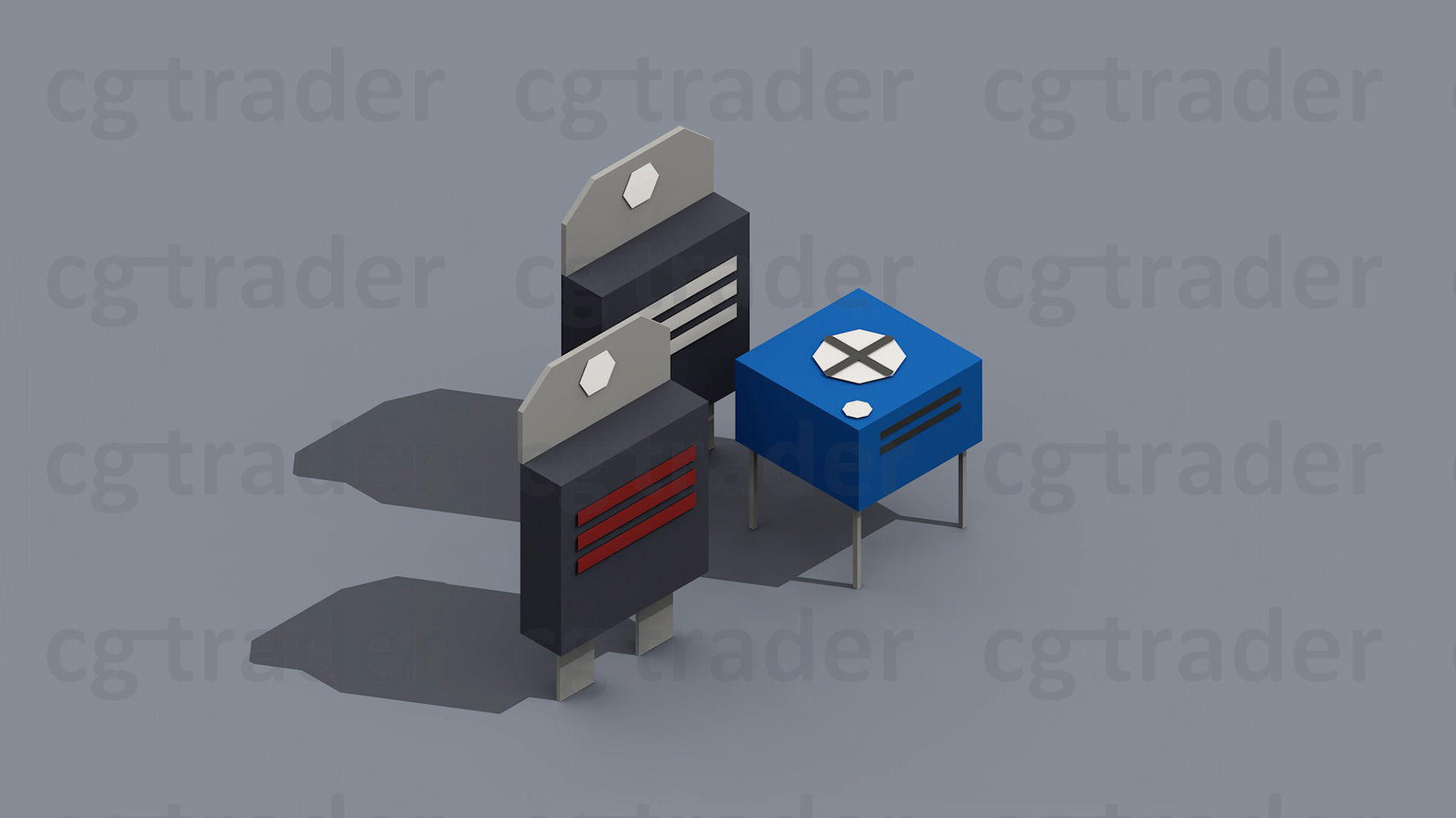 3D model Low Poly Semiconductor Components Isometric VR / AR / low-poly ...