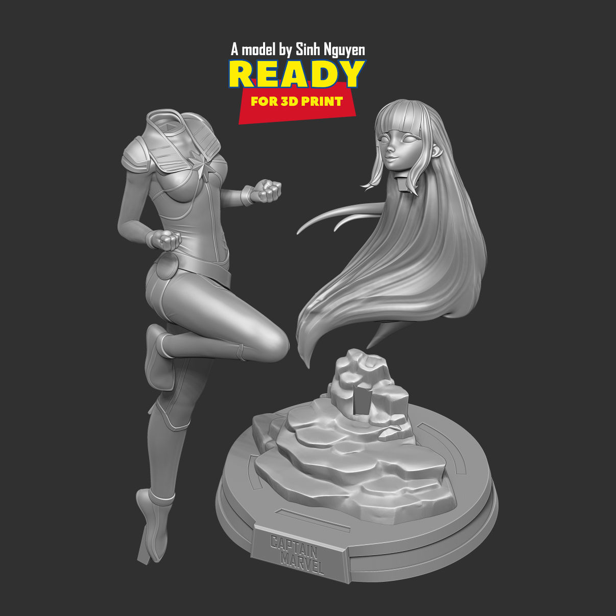 Captain Marvel Stylized Fanart 3d Model 3d Printable Cgtrader