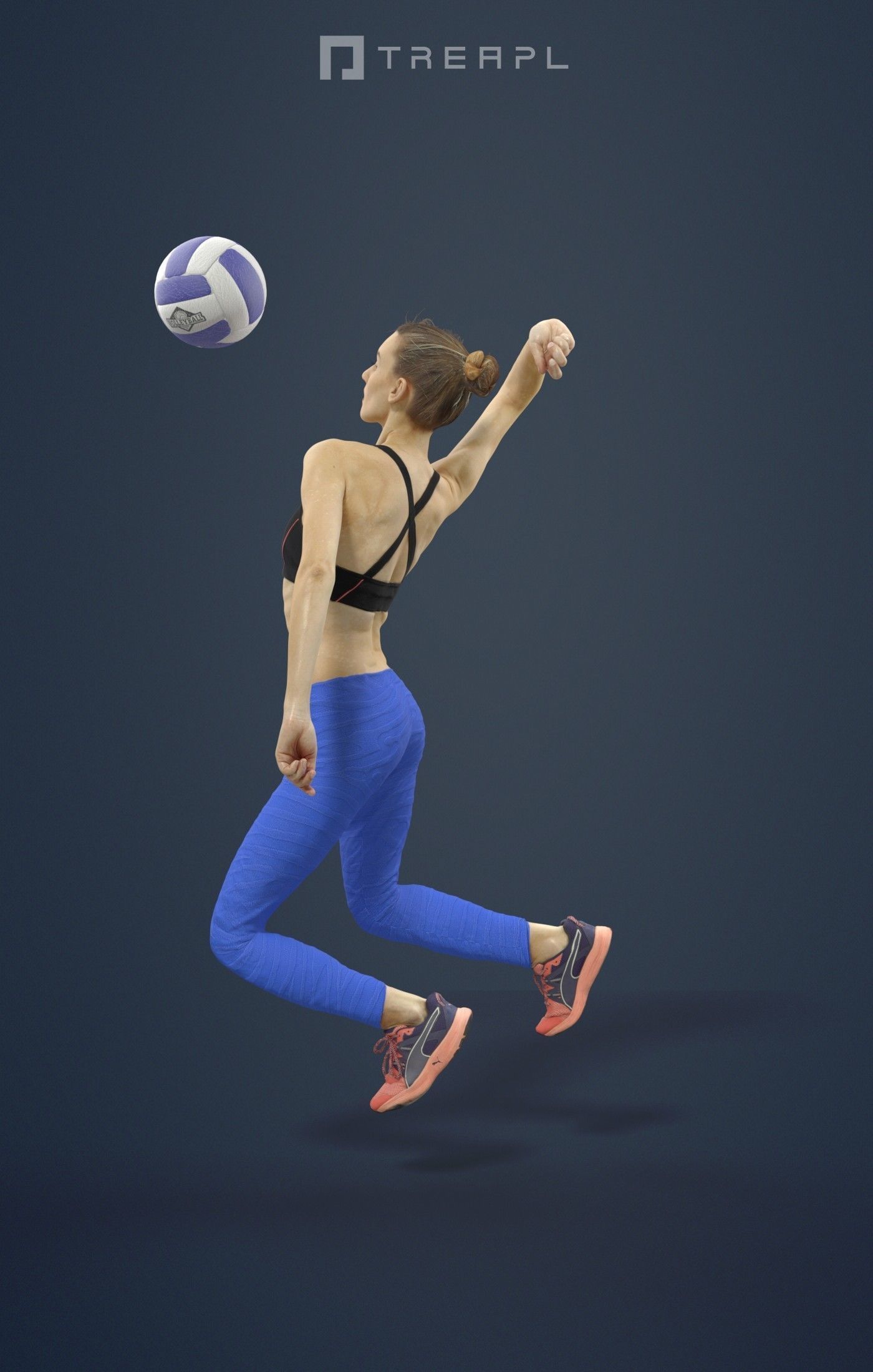 3D model Beauty Attractive Sports Woman Smashing in Volleyball VR / AR ...