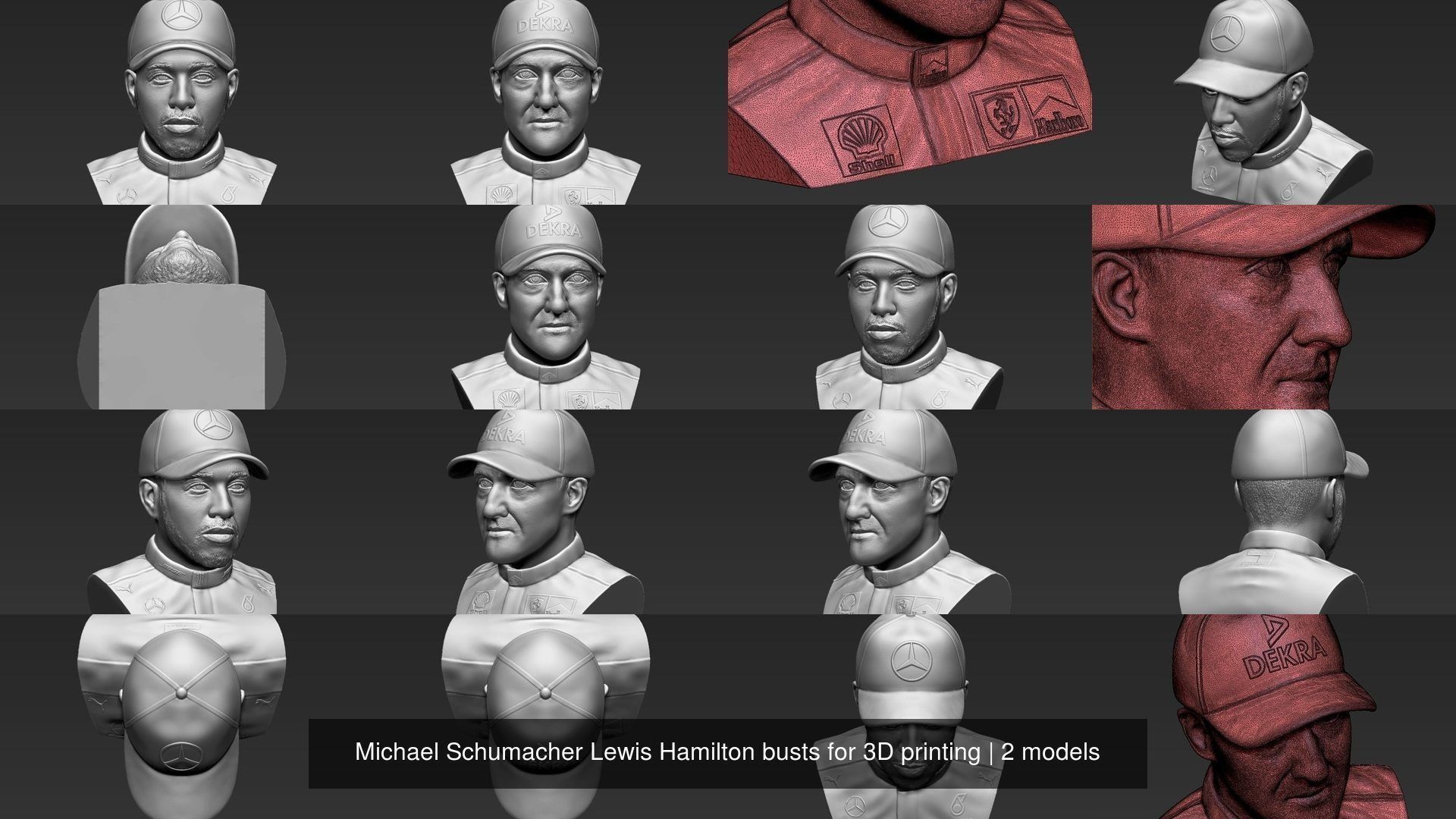 Michael Schumacher Lewis Hamilton busts for 3D printing 3D Model ...