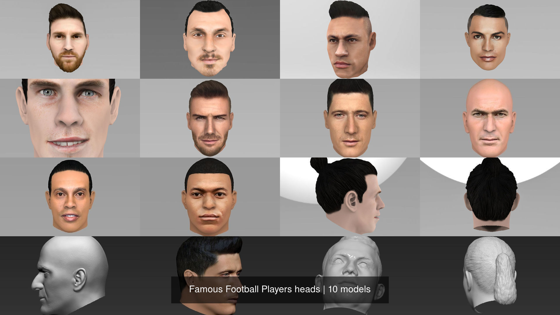 Famous Football Players heads 3D Model Collection | CGTrader