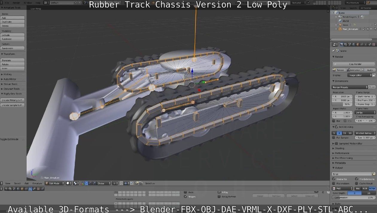 3D model Rubber Track Chassis Version 2 Low-Poly VR / AR / low-poly ...
