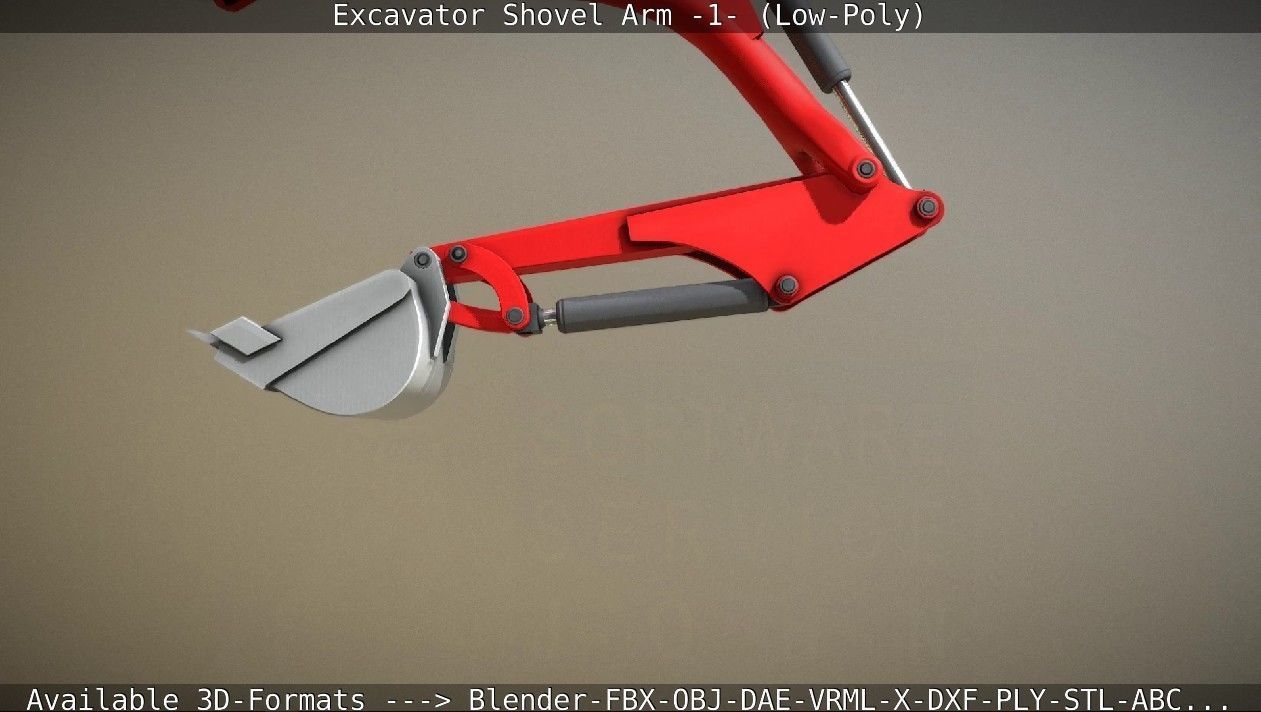 3D model Rigged Excavator Shovel Arm -1- Low-Poly VR / AR / low-poly ...