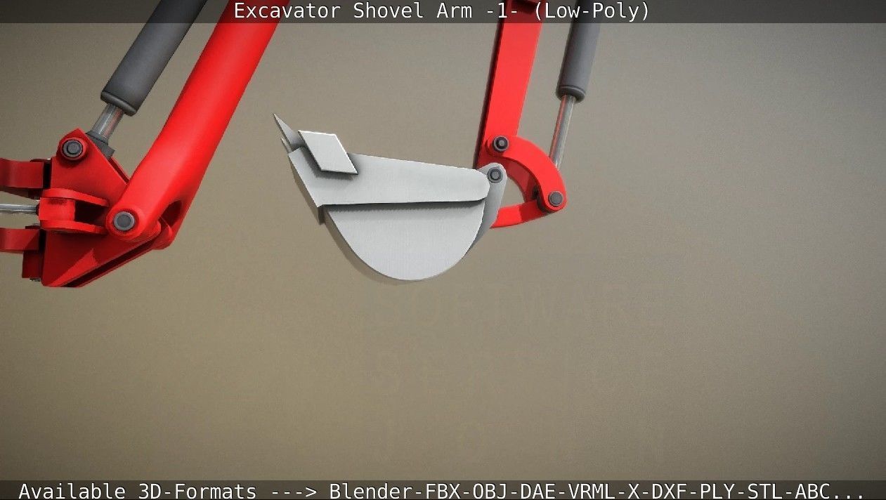 3D model Rigged Excavator Shovel Arm -1- Low-Poly VR / AR / low-poly ...