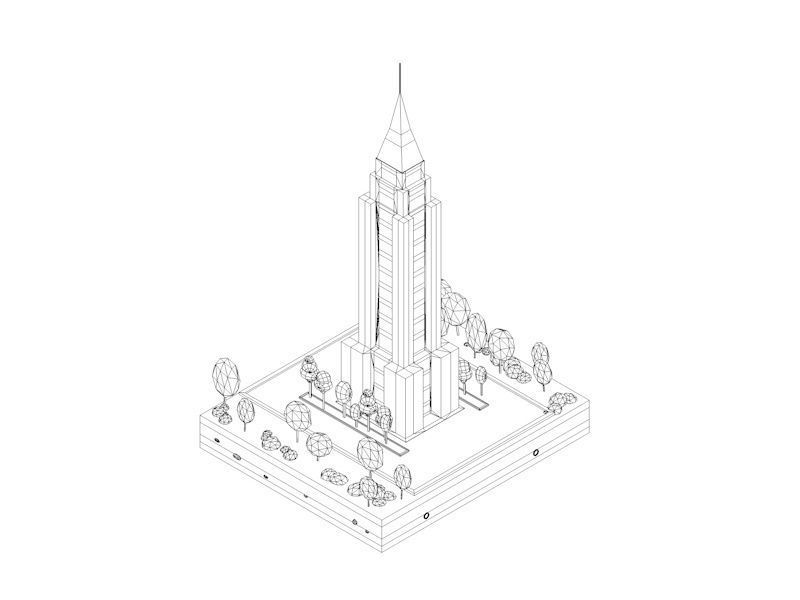 3D model Cartoon Low Poly New York Empire State Building VR / AR / low ...