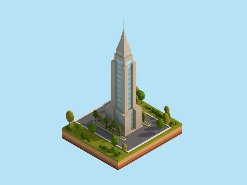 3D model Cartoon Low Poly New York Empire State Building VR / AR / low ...