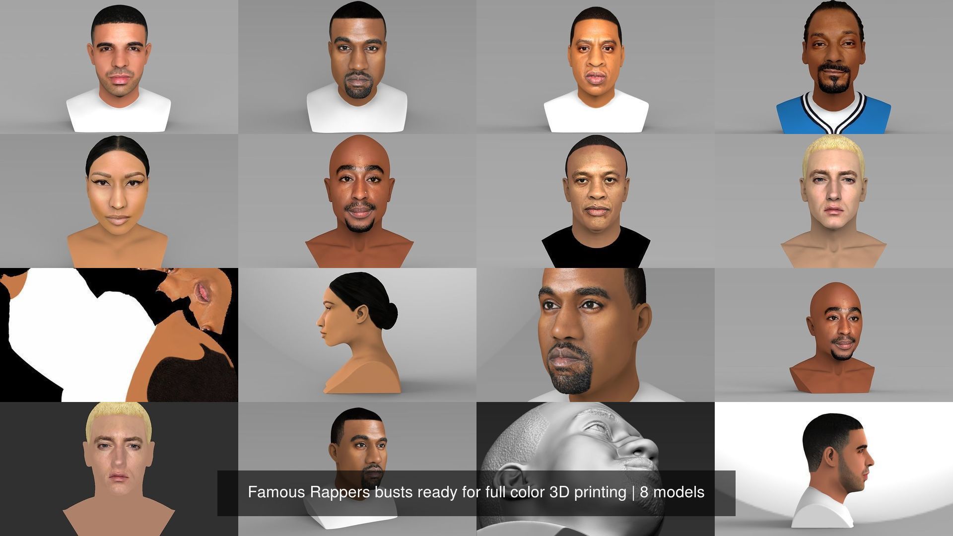Famous Rappers busts ready for full color 3D printing 3D Model ...