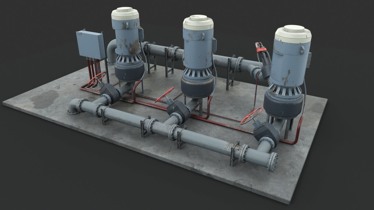 Machinery device Pump station 3D model | CGTrader