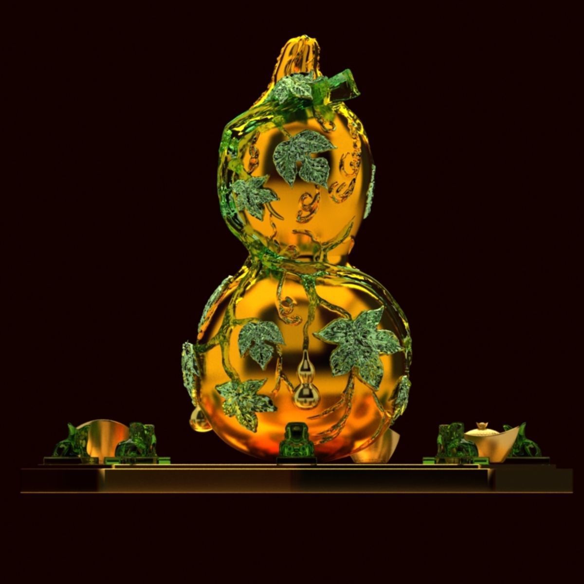 Chinese Gourd with Gold Ingot 3D model | CGTrader