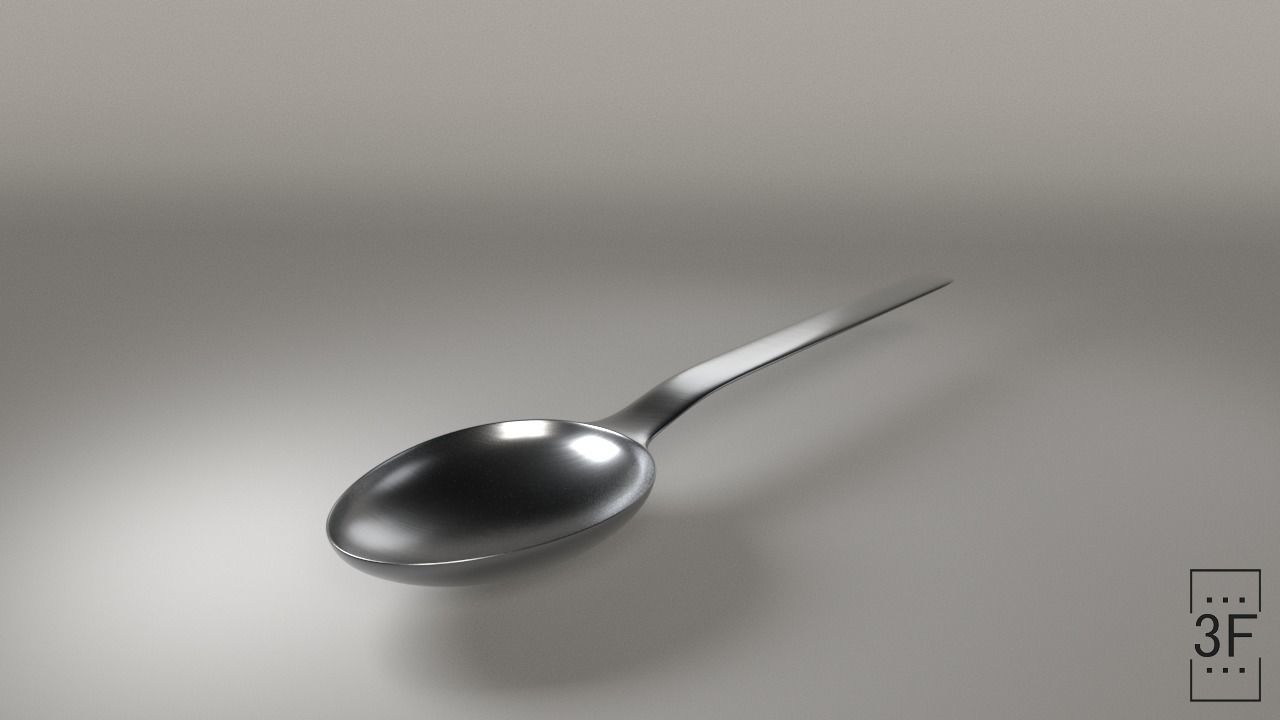 3D model Spoon PBR low poly with wooden handle VR / AR / low-poly ...
