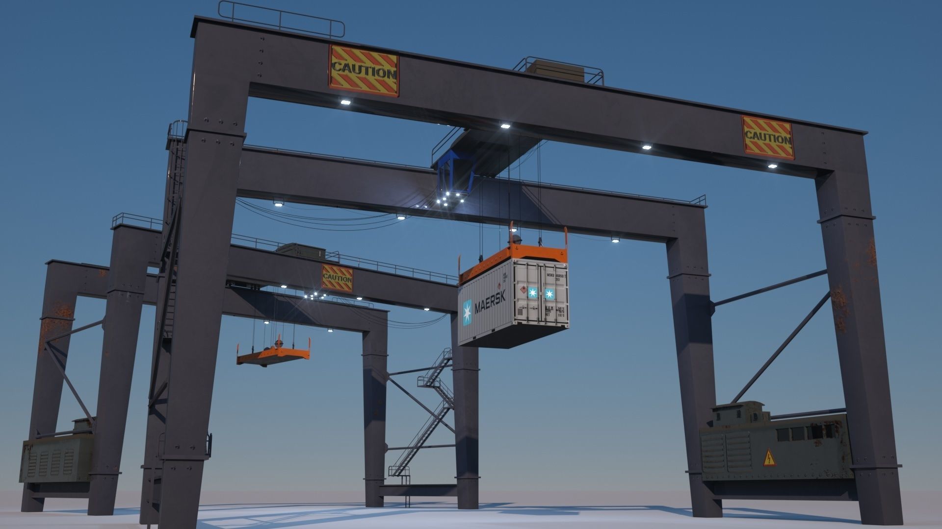 3D model RTG Gantry Port Crane Low poly VR / AR / low-poly | CGTrader