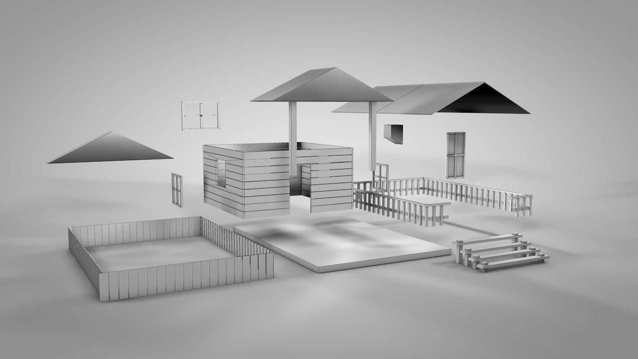 3D model Low Poly Hunter Cabin VR / AR / low-poly | CGTrader