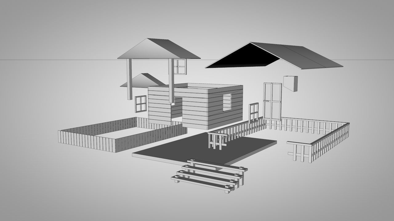 3D model Low Poly Hunter Cabin VR / AR / low-poly | CGTrader