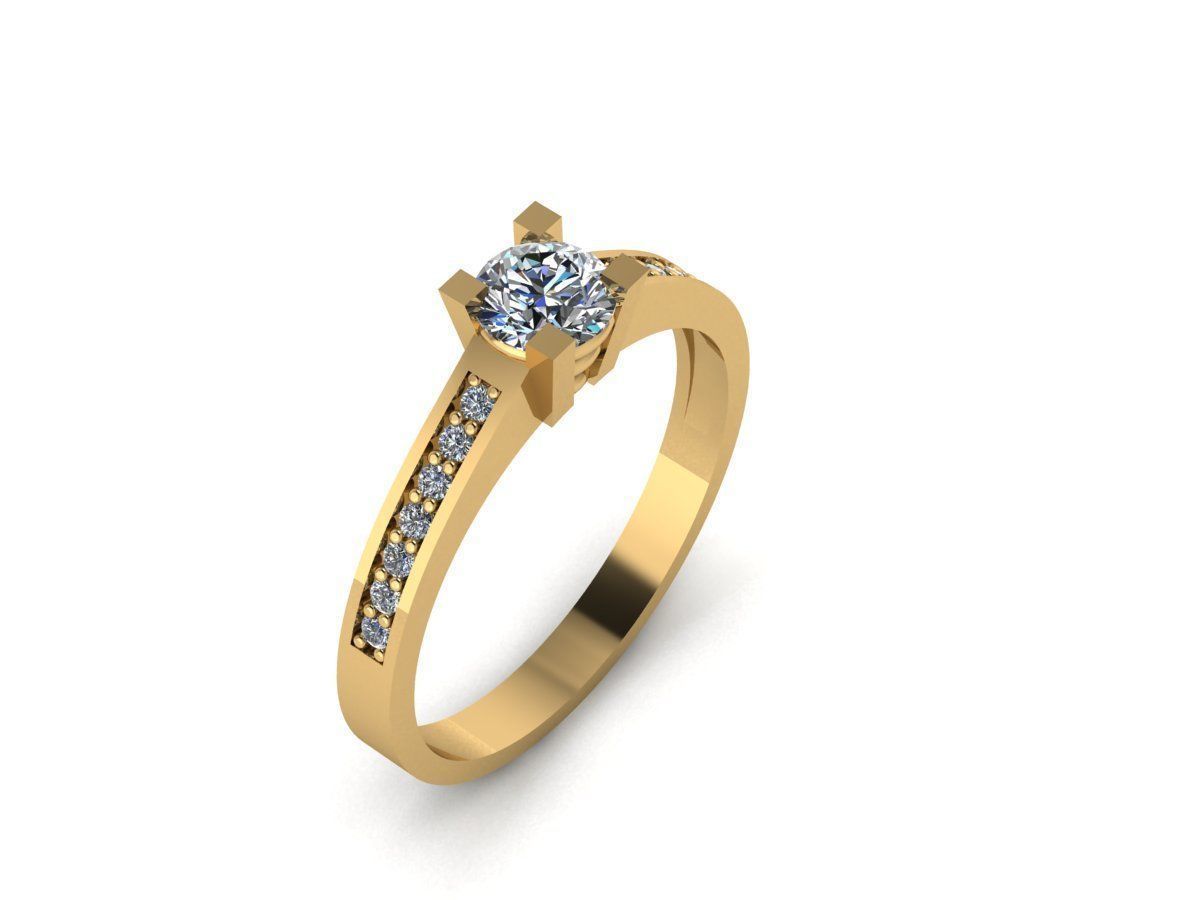 one stone ring with gems 3D model 3D printable | CGTrader