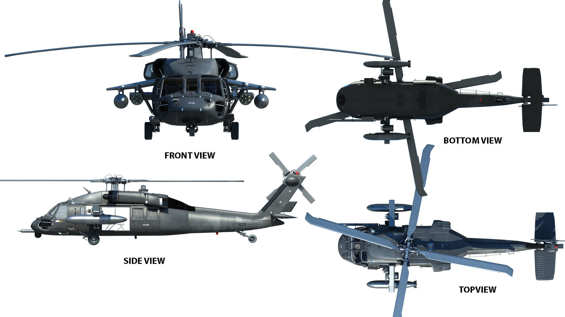 army UH 60 black hawk helicopter 3D model | CGTrader