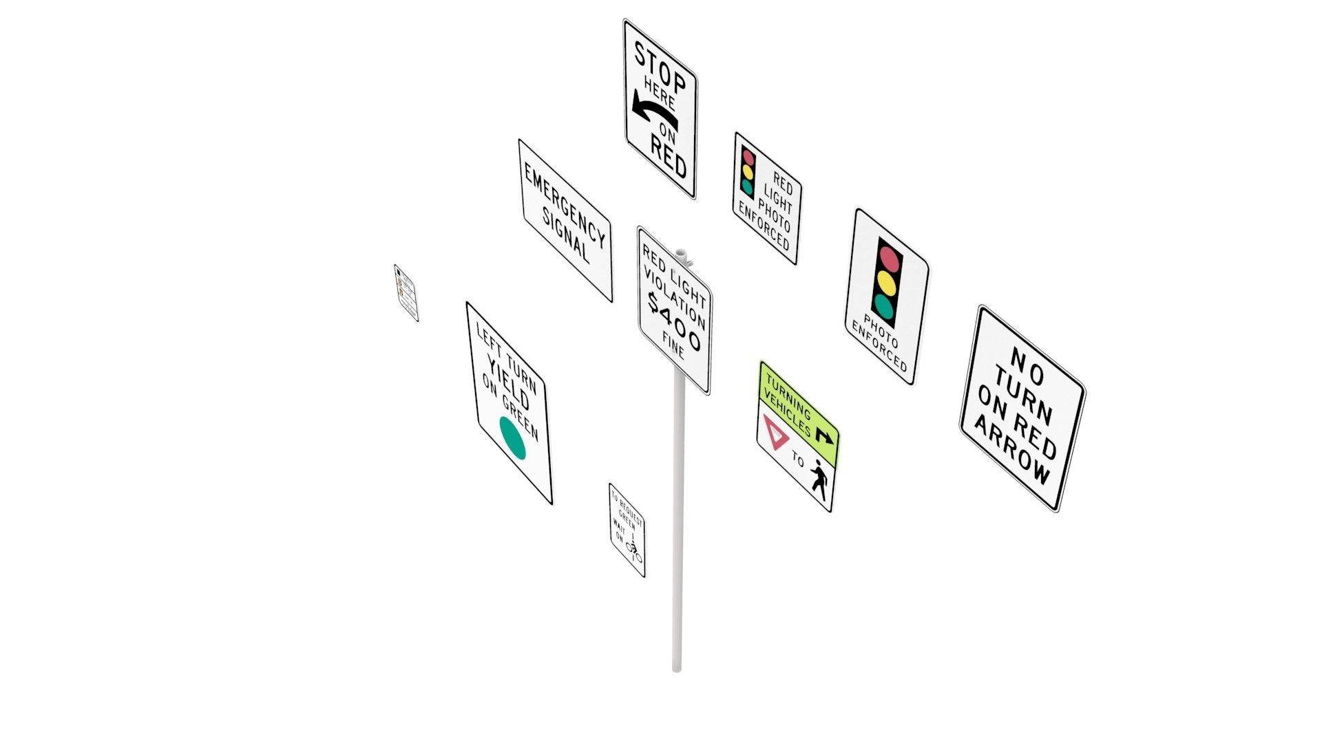 Road Sign US R10 Series Traffic Signal 3D model | CGTrader