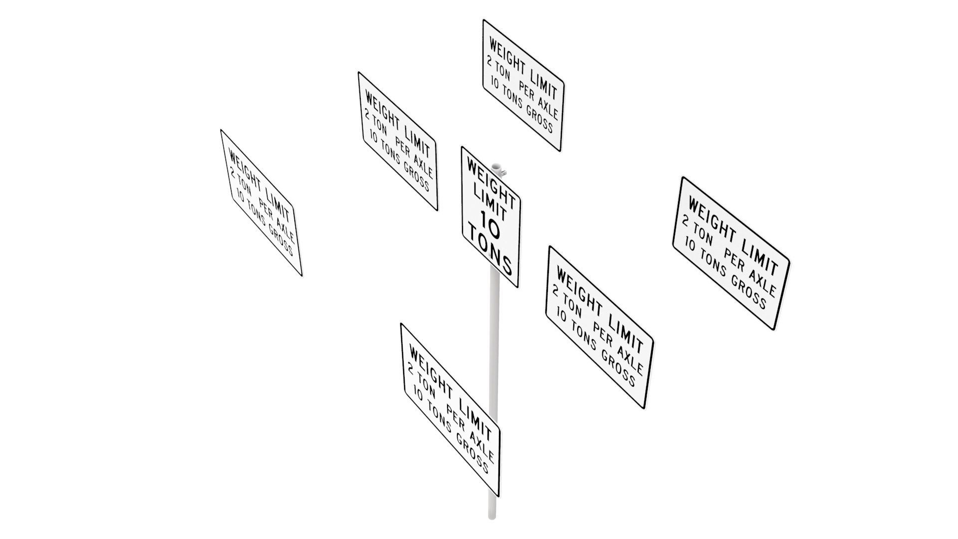 Road Sign - US - R12 Series Weight Limits 3D model | CGTrader