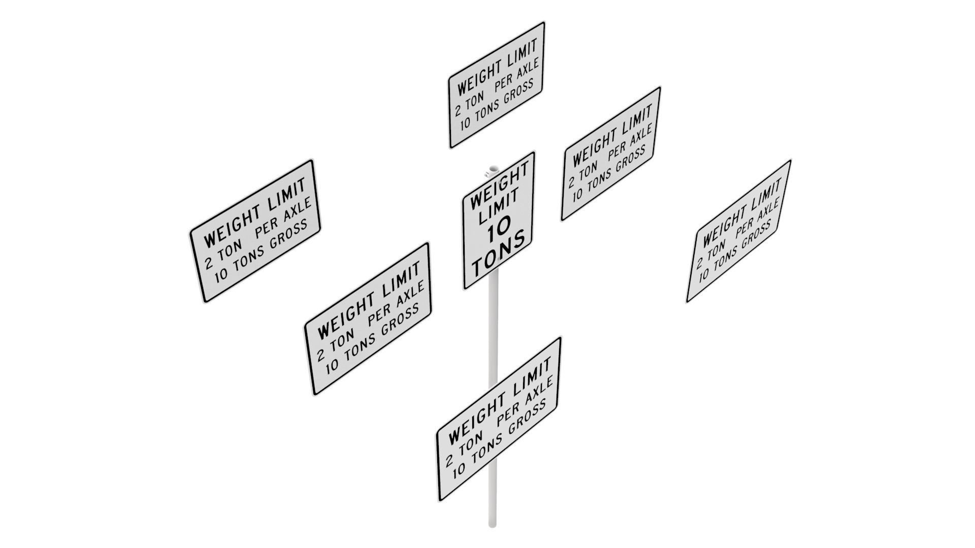 Road Sign - US - R12 Series Weight Limits 3D model | CGTrader