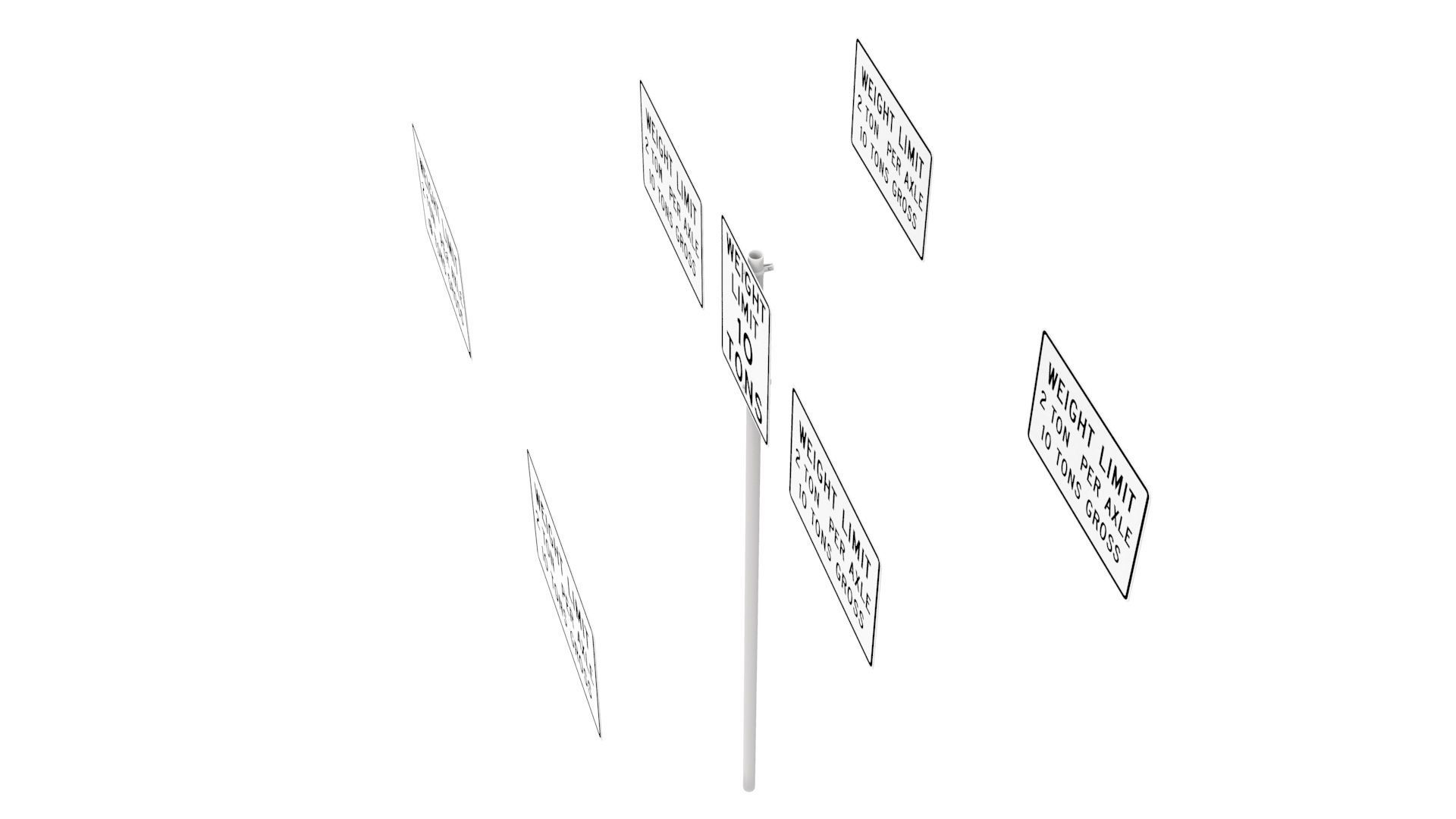 Road Sign - US - R12 Series Weight Limits 3D model | CGTrader