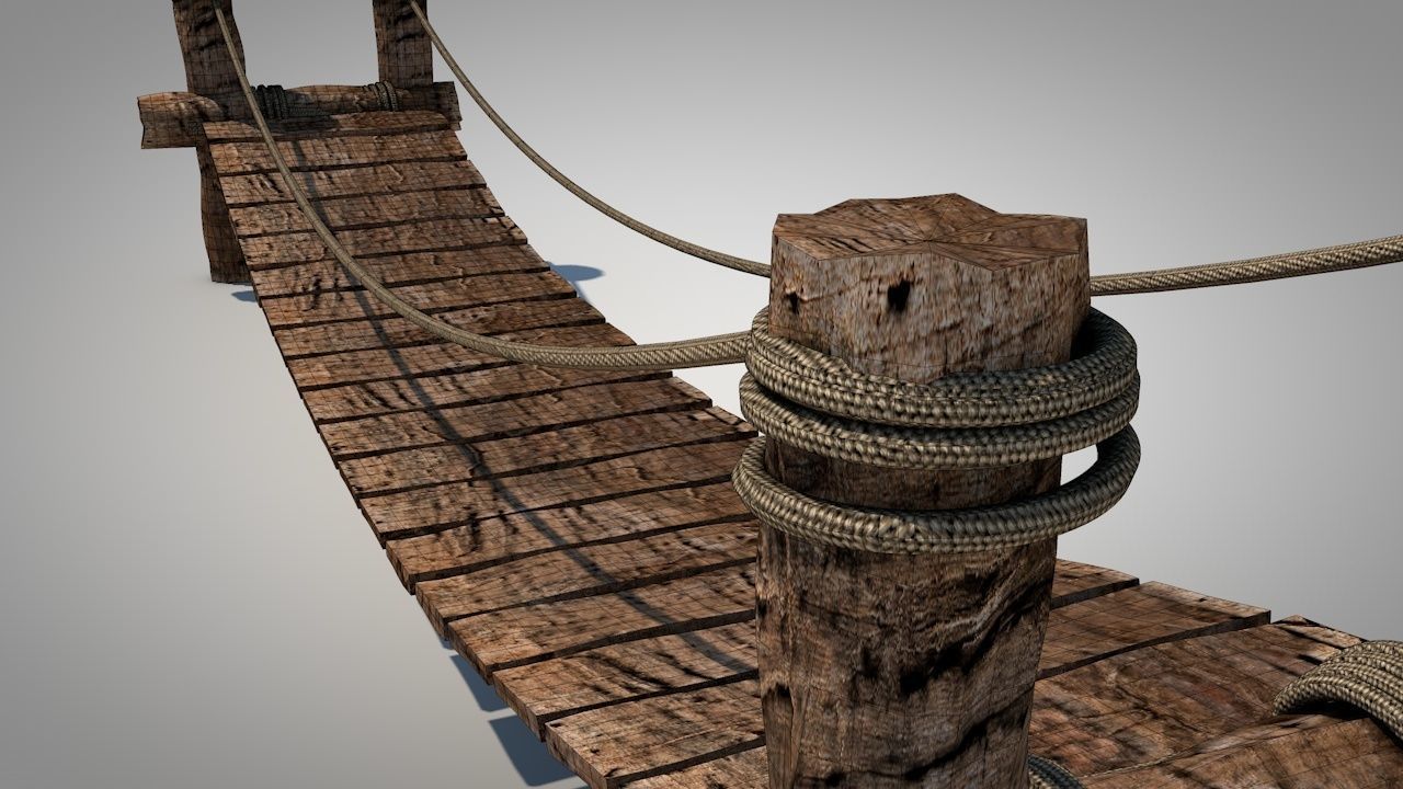 Mini Rope Bridge free 3D model | CGTrader