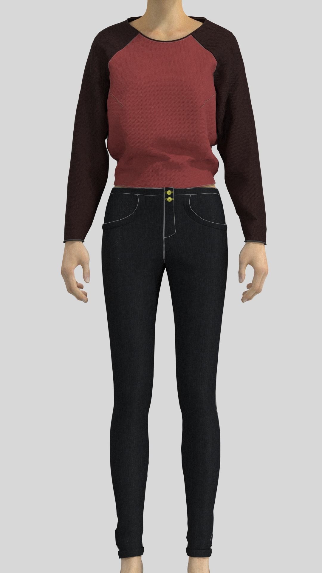 Casual female outfit 3D model | CGTrader