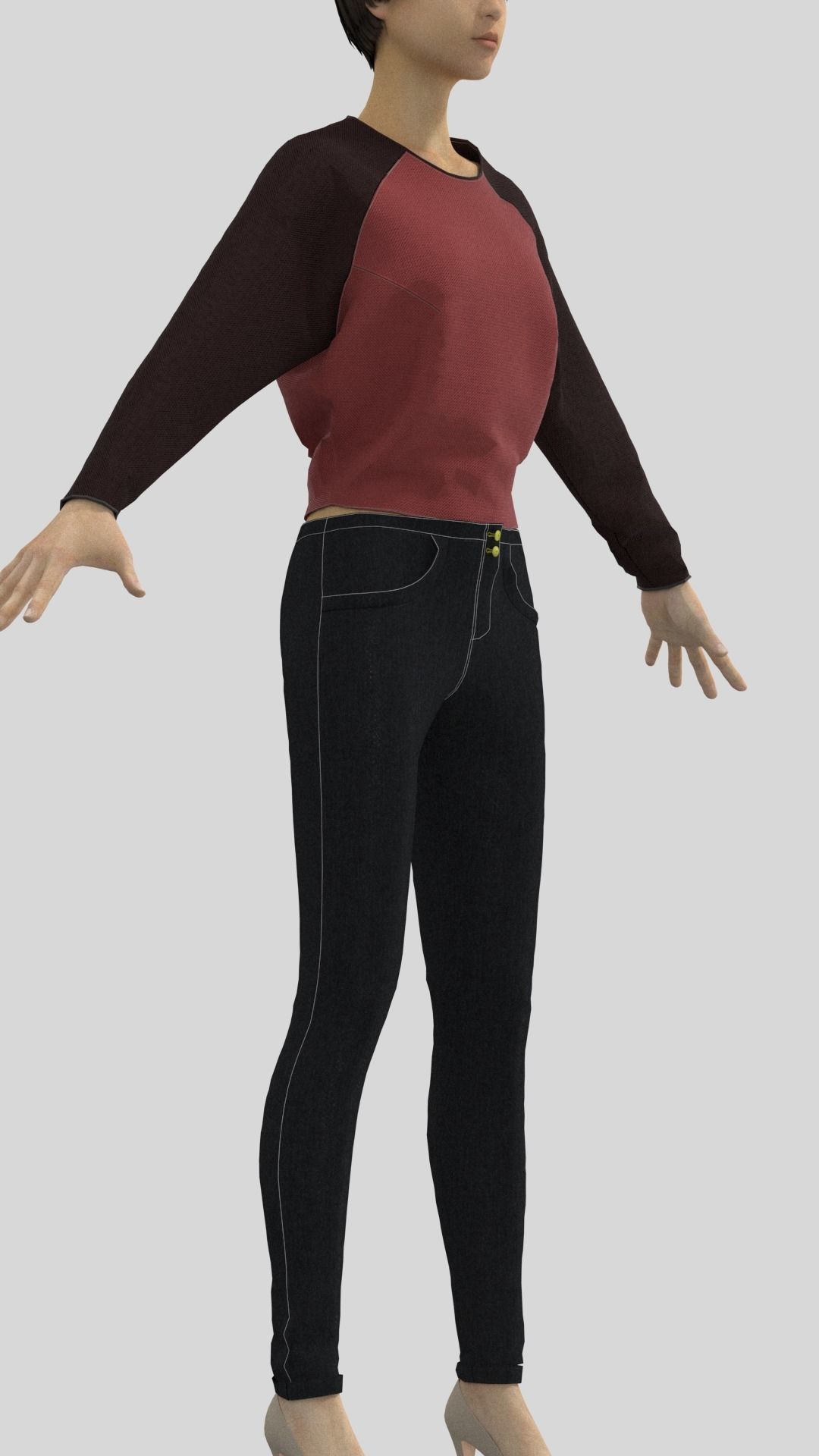 Casual female outfit 3D model | CGTrader