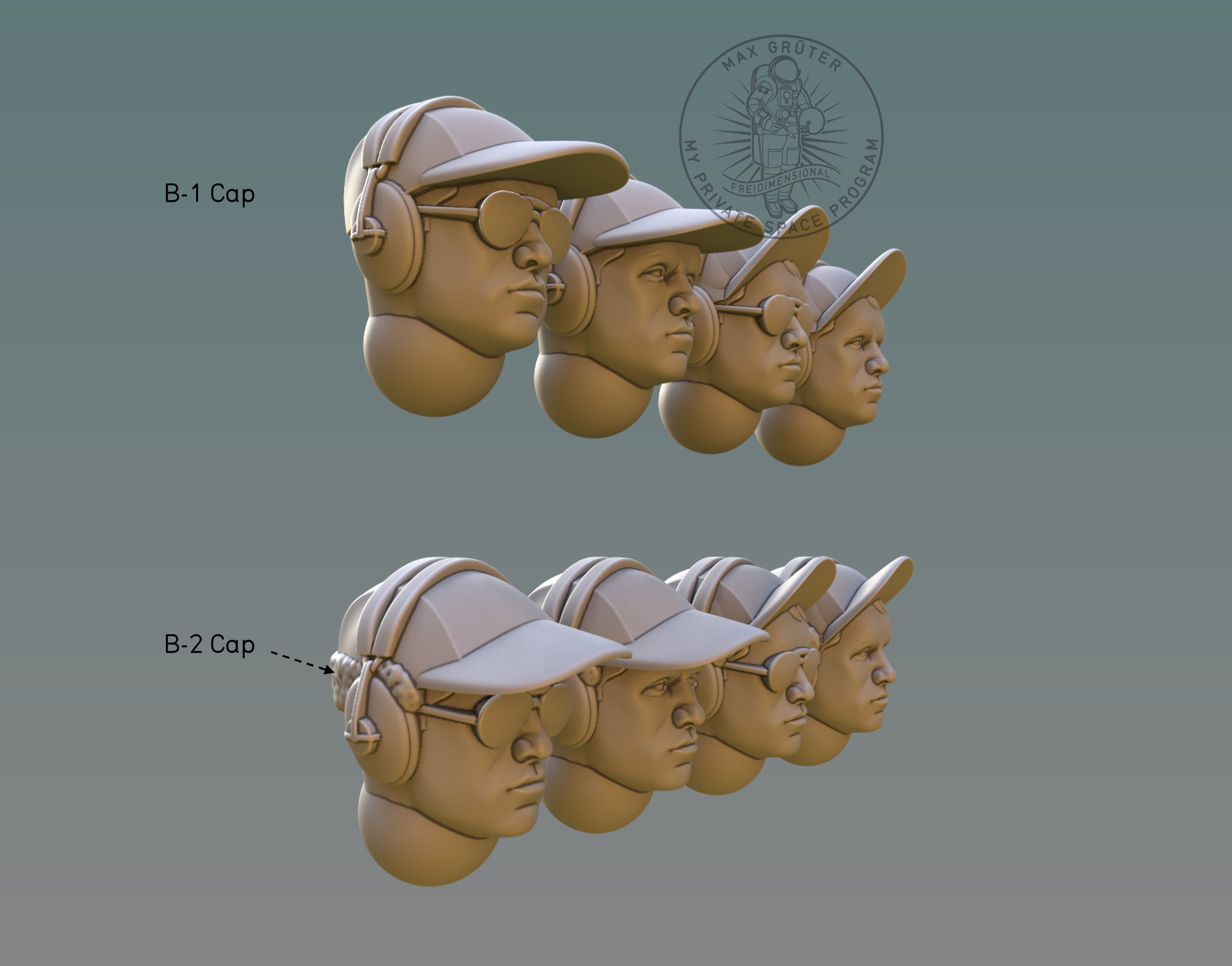 Pilot Head With B-Cap 3D model 3D printable | CGTrader