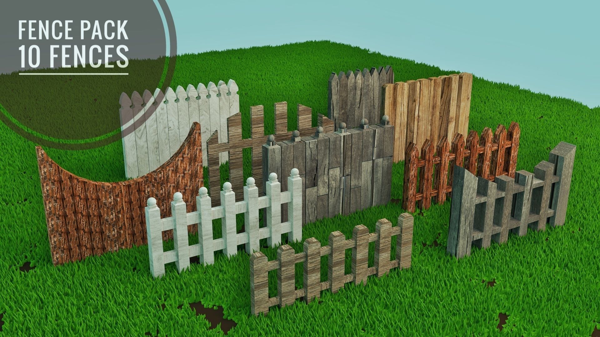 3D model Wooden Fence Pack - 10 Fences VR / AR / low-poly | CGTrader
