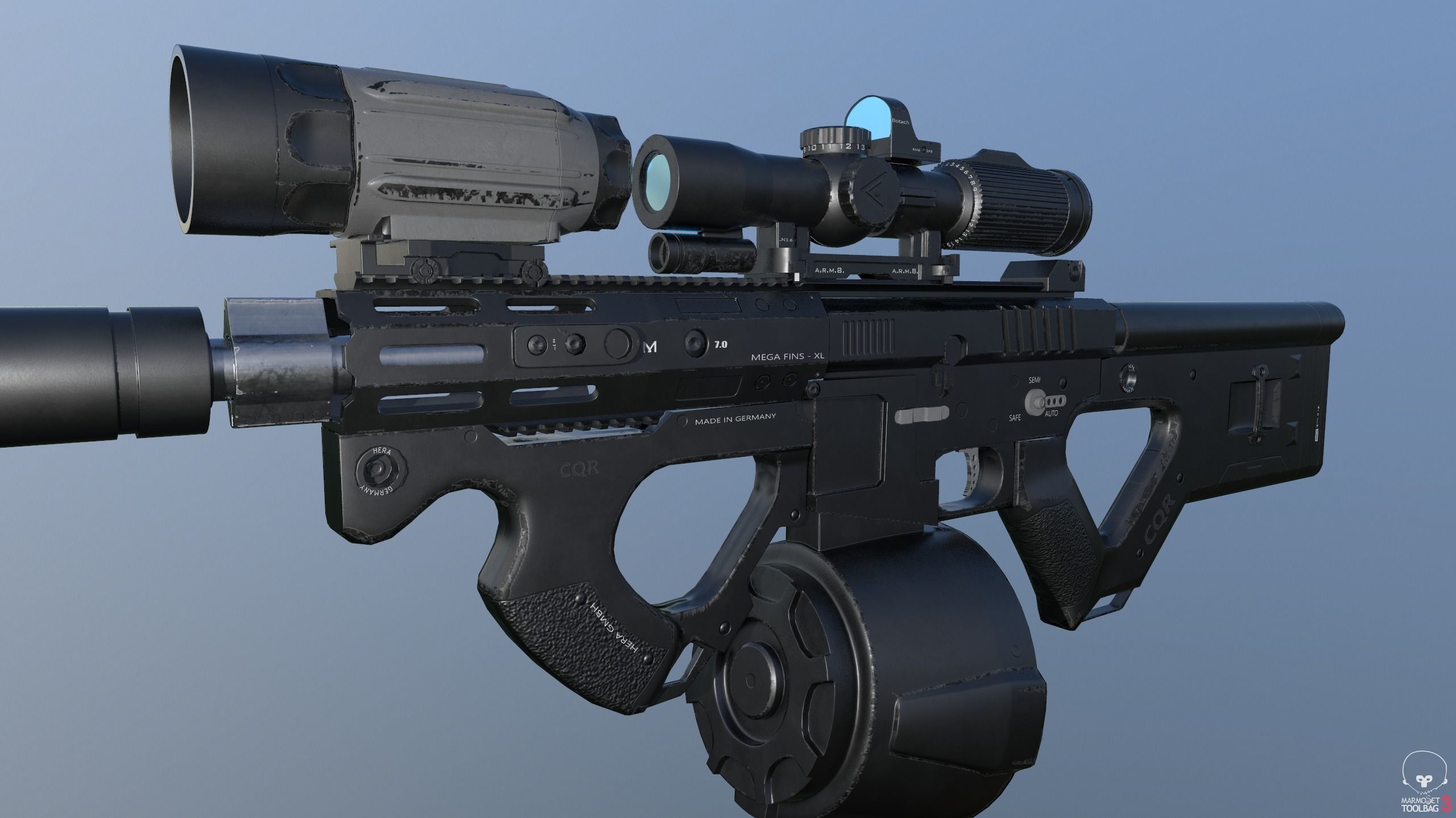 3D model AR-15 Low Poly gun with scope VR / AR / low-poly | CGTrader