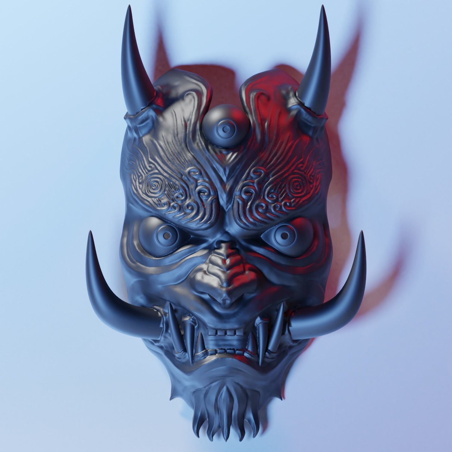 Japanese Oni Mask 3D model 3D printable | CGTrader