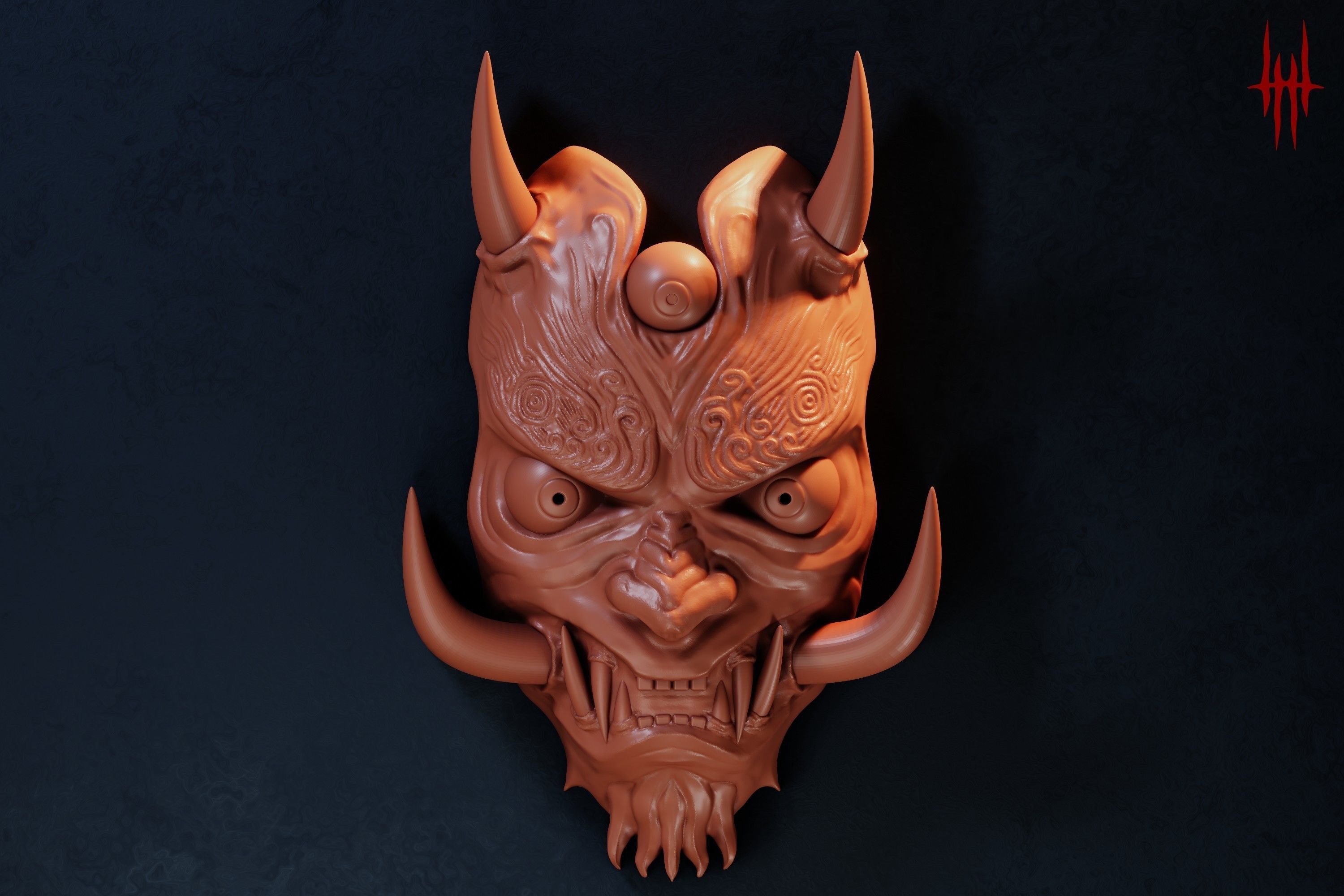 Japanese Oni Mask 3D model 3D printable | CGTrader