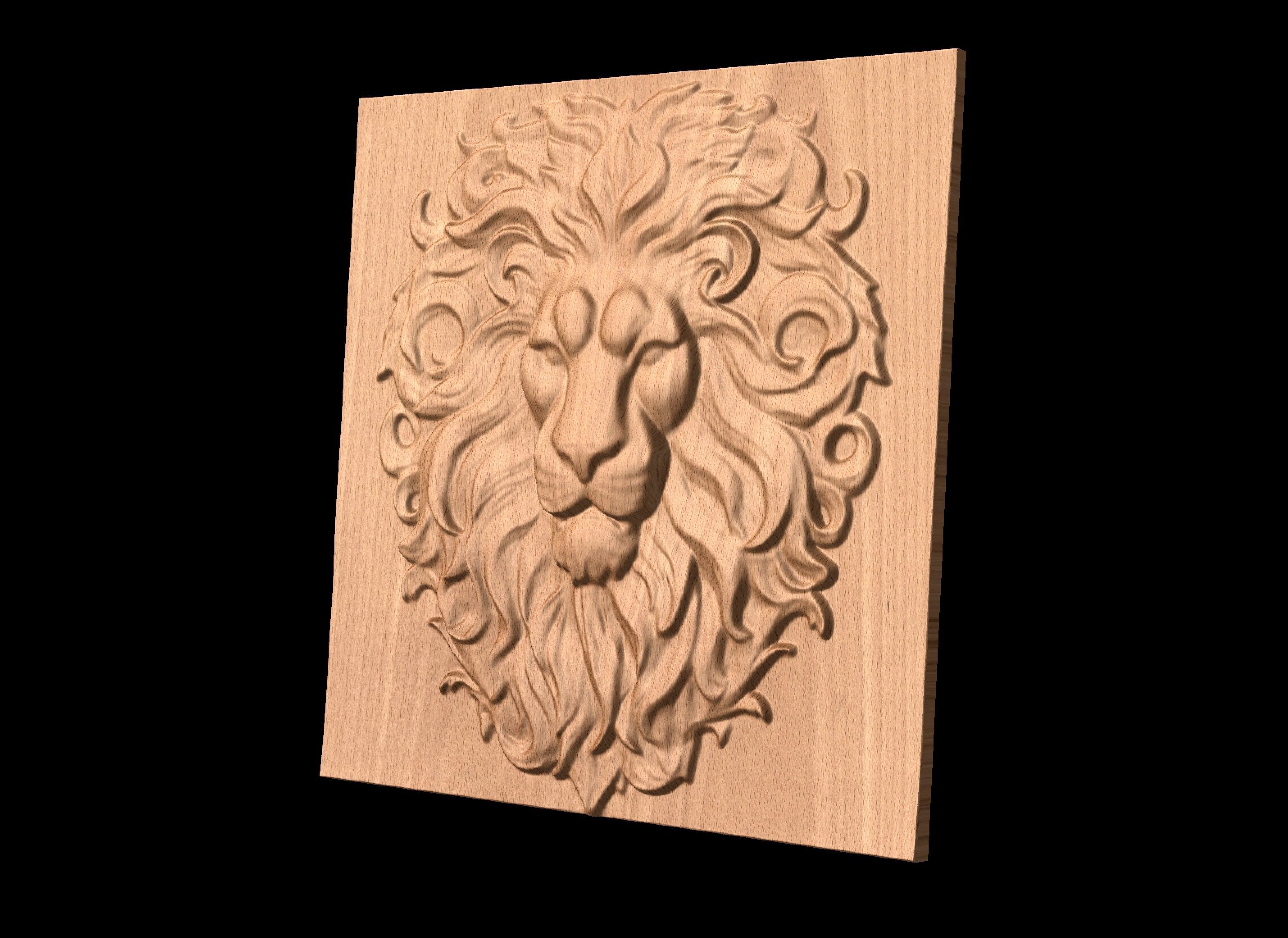 Lion Head 1 CNC bas-relief 3D model 3D printable | CGTrader
