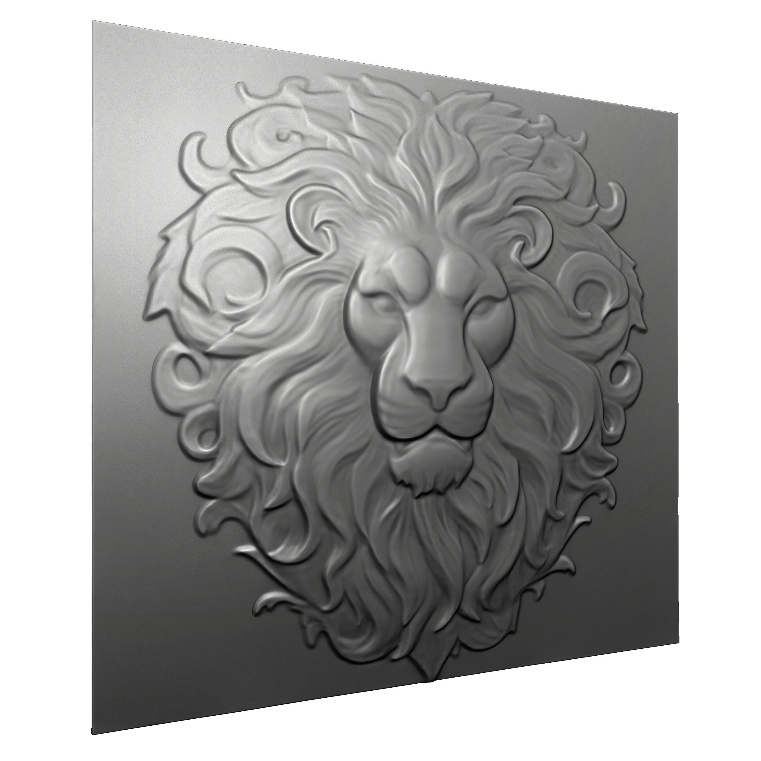 Lion Head 1 CNC bas-relief 3D model 3D printable | CGTrader