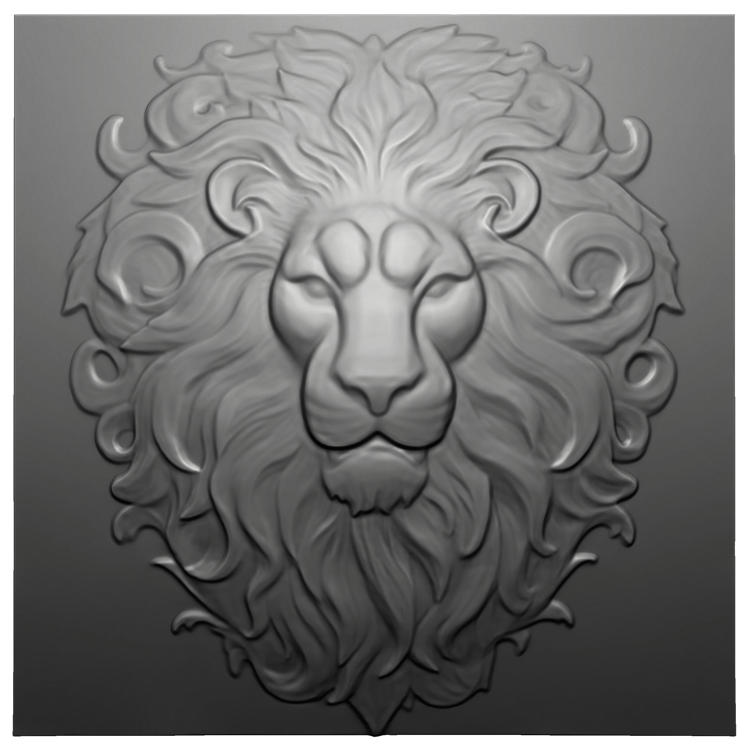 Lion Head 1 CNC bas-relief 3D model 3D printable | CGTrader