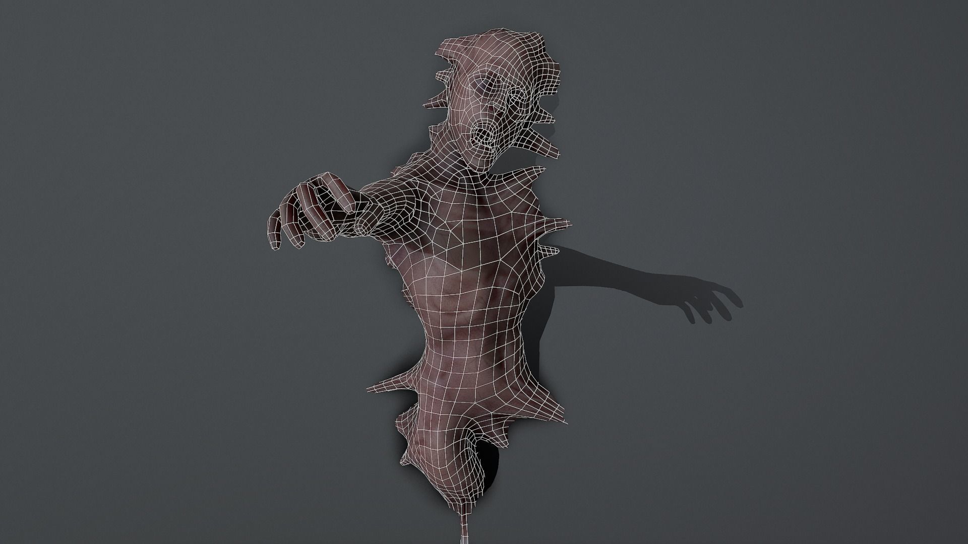 3D model Horror man Mutated on wall ANimated VR / AR / low-poly rigged ...