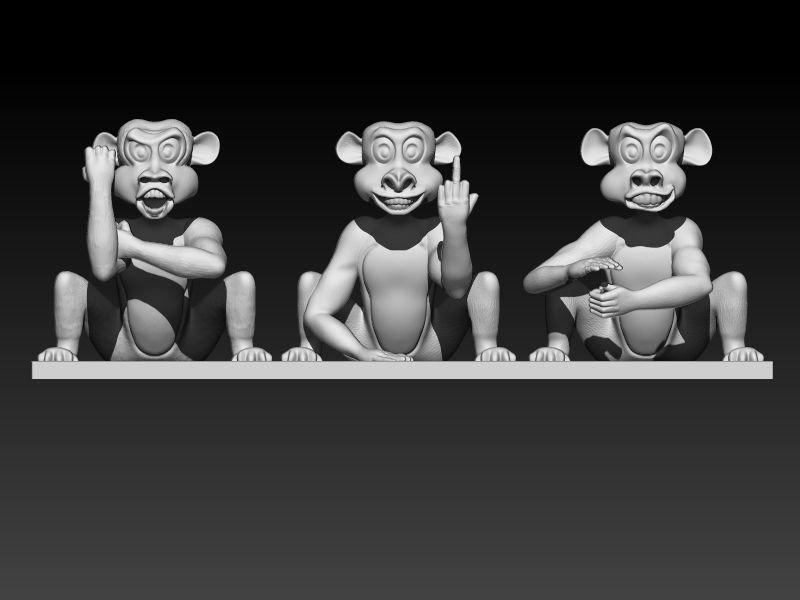 Three Rude Monkeys 3D model 3D printable | CGTrader