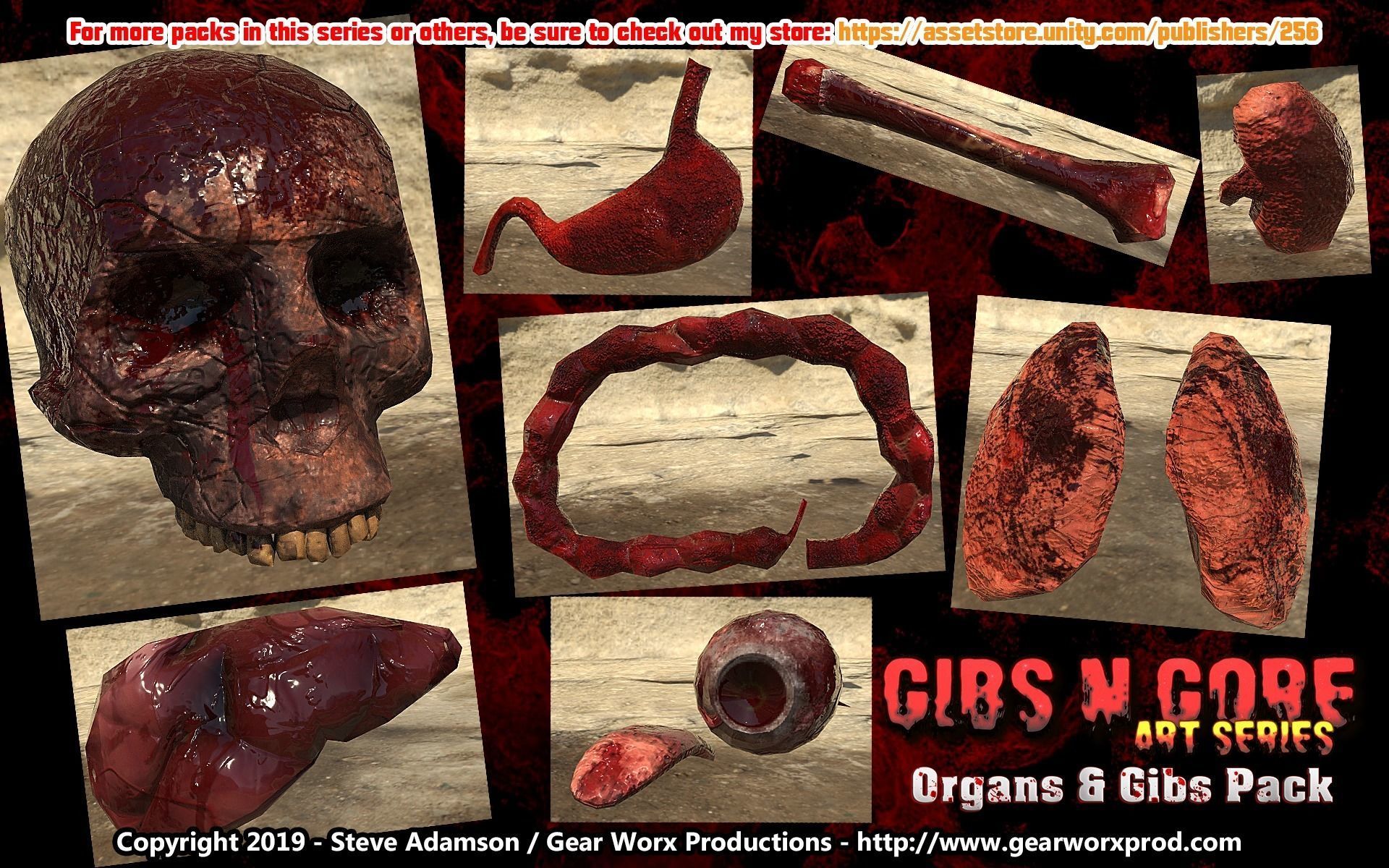 3D model Gibs N Gore - Organs and Gibs Pack VR / AR / low-poly | CGTrader