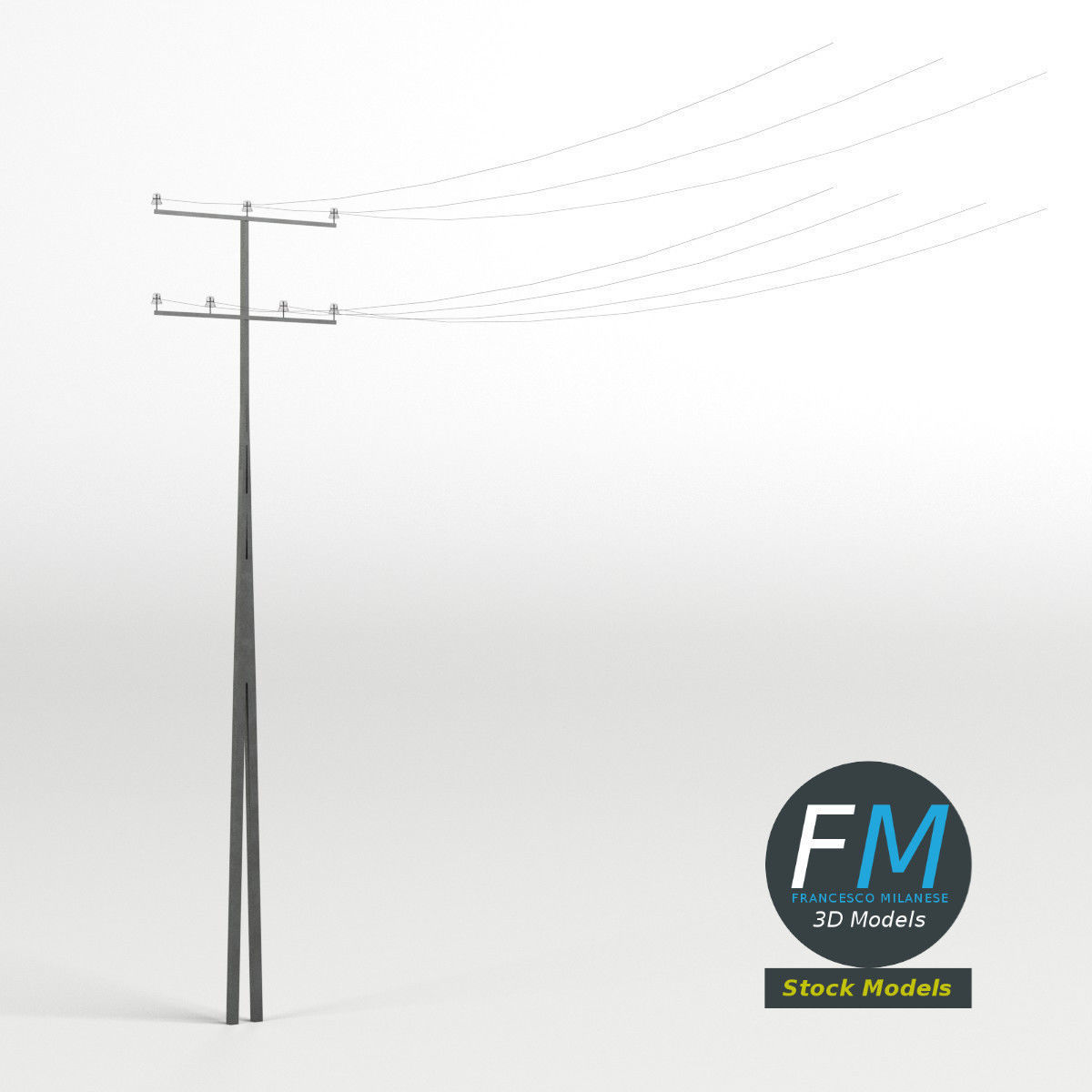 Steel utility pole 3D model | CGTrader