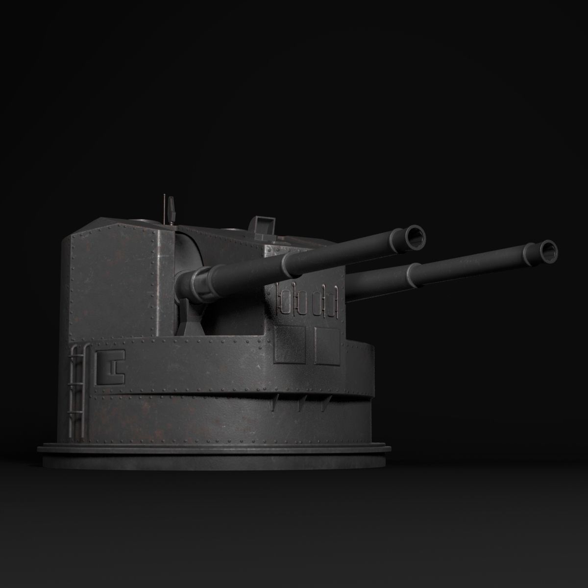 Warship Turret 3D model rigged | CGTrader