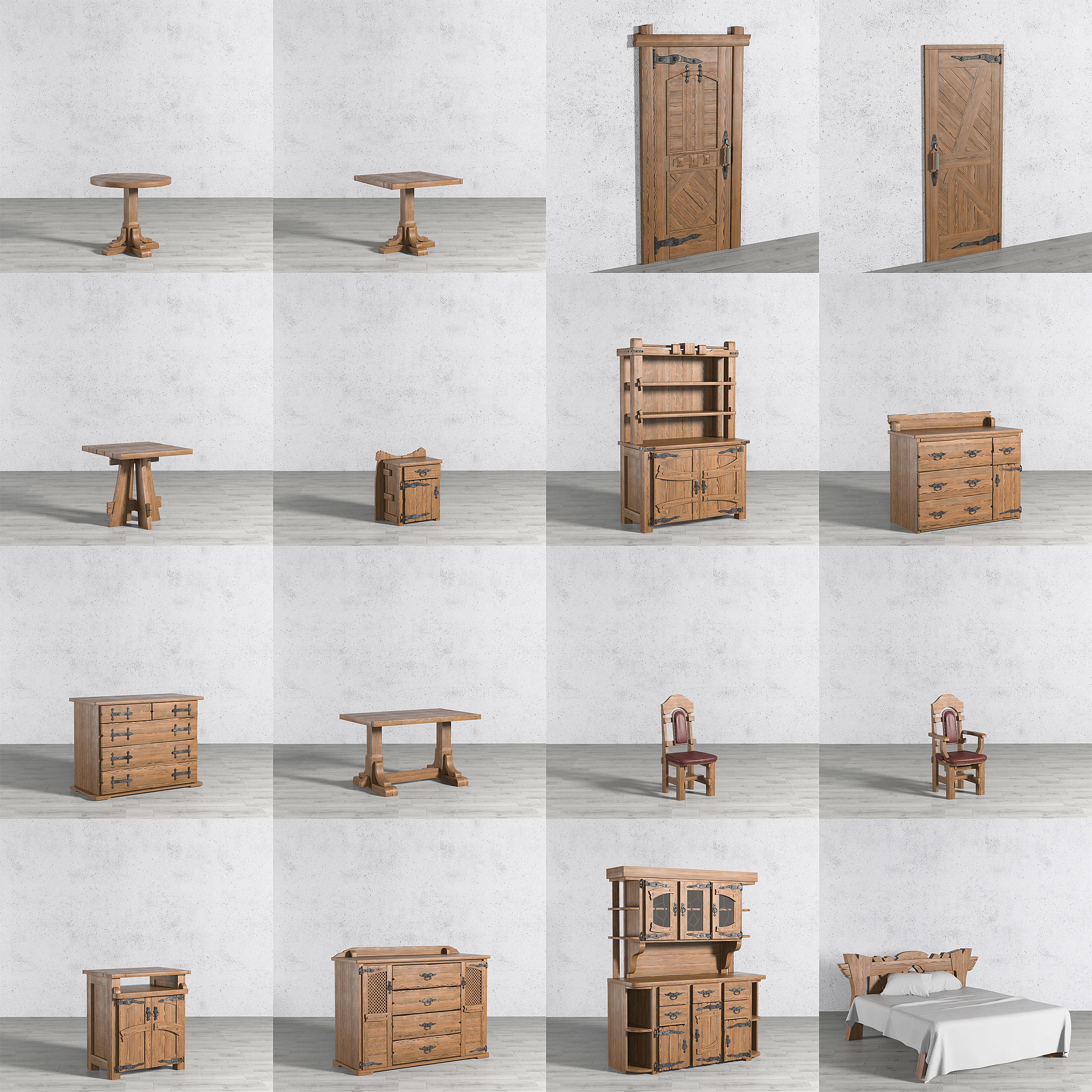 Wooden furniture 3D model | CGTrader