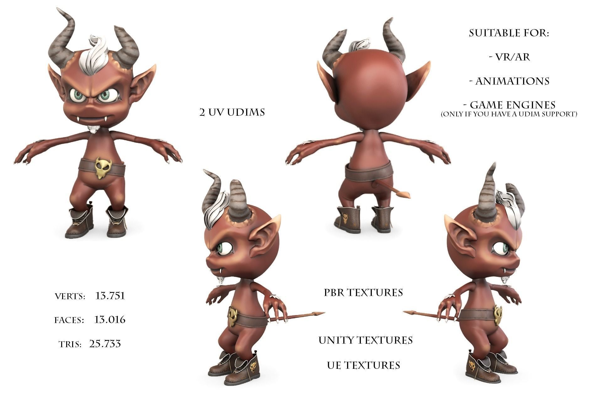 3D model Little Devil Game Character VR / AR / low-poly | CGTrader