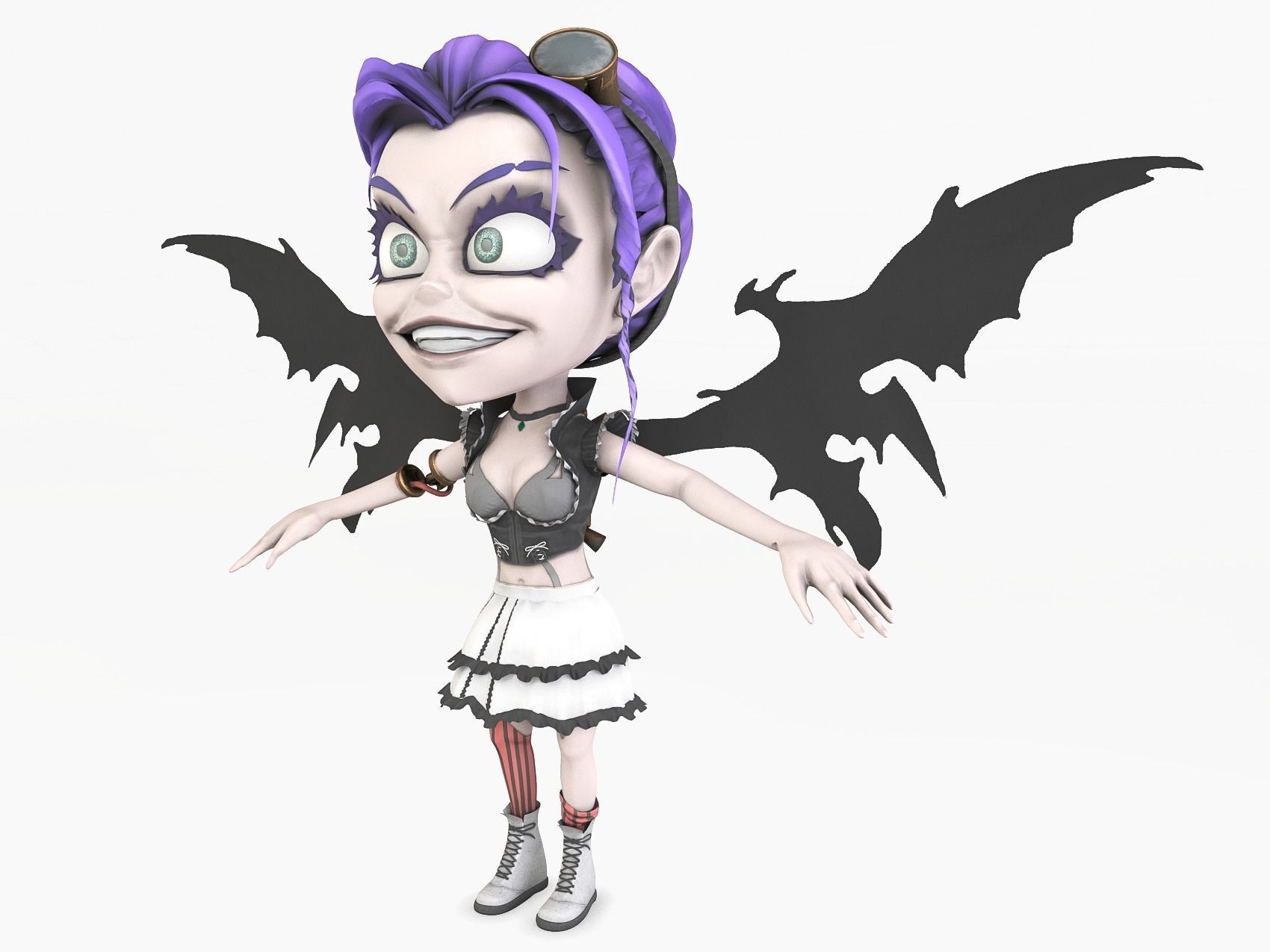 3D model Little Steampunk Vamp Girl Game Character VR / AR / low-poly ...