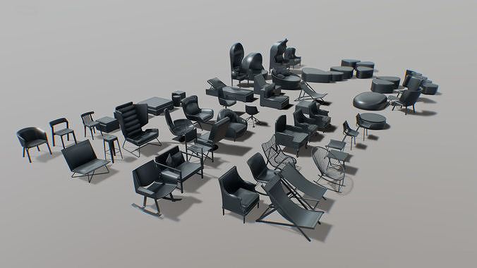 furniture - chairs set 01 - part 2 3D model | CGTrader