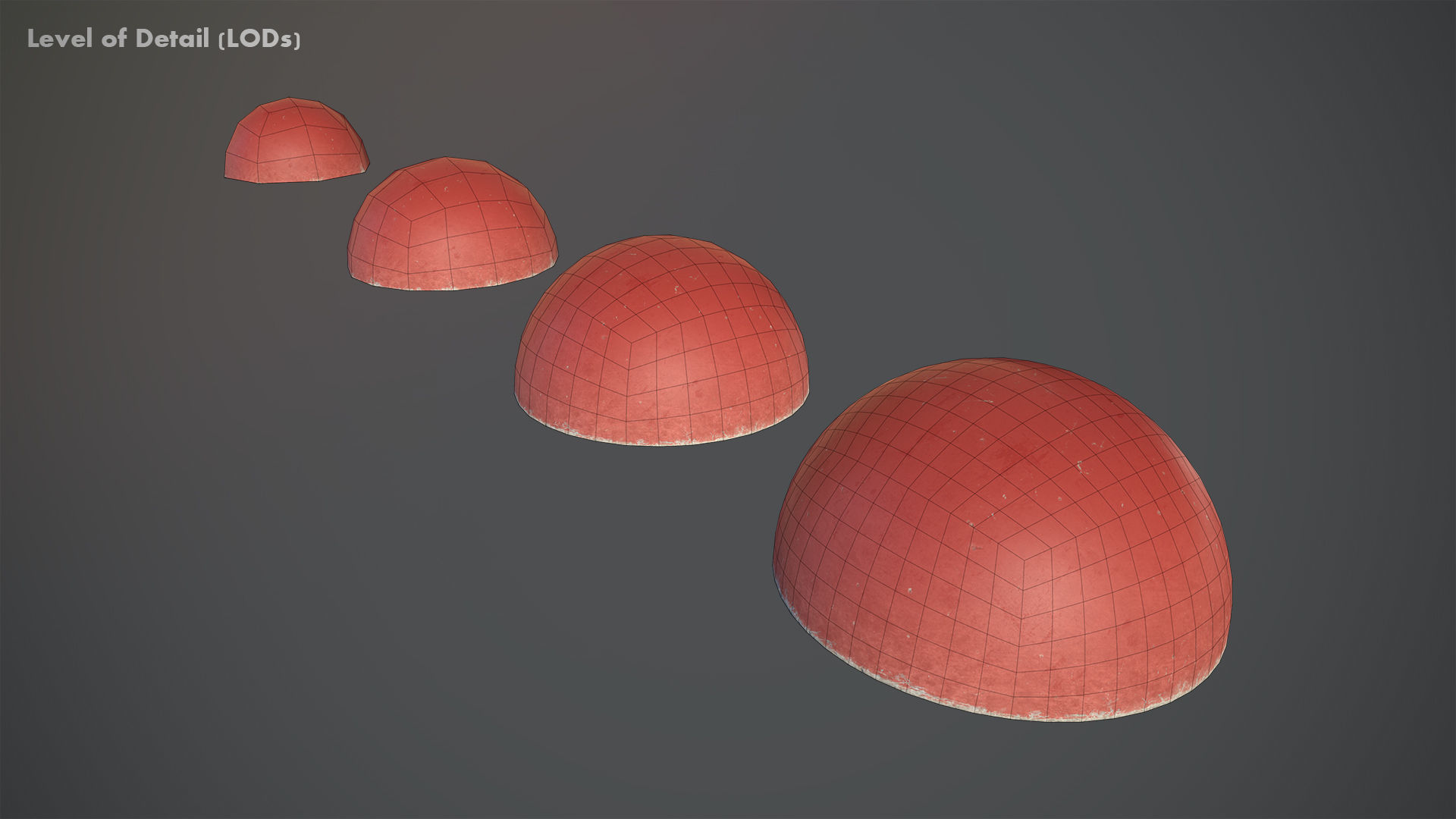 3D model Concrete Hemisphere Barrier Painted Red pack 1 v2 VR / AR ...