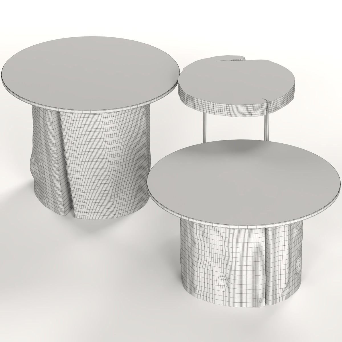 A set of dark glass tables from stumps and slab 3D model | CGTrader